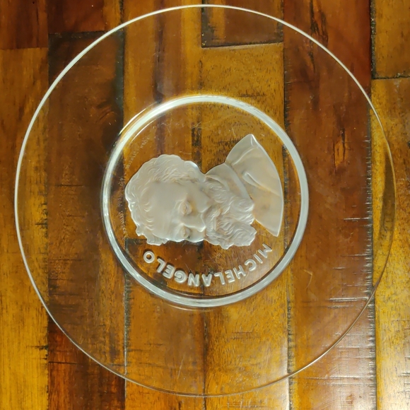 Other | Val Saint Lambert Crystal Plate Michelangelo Vintage Etched Val ...